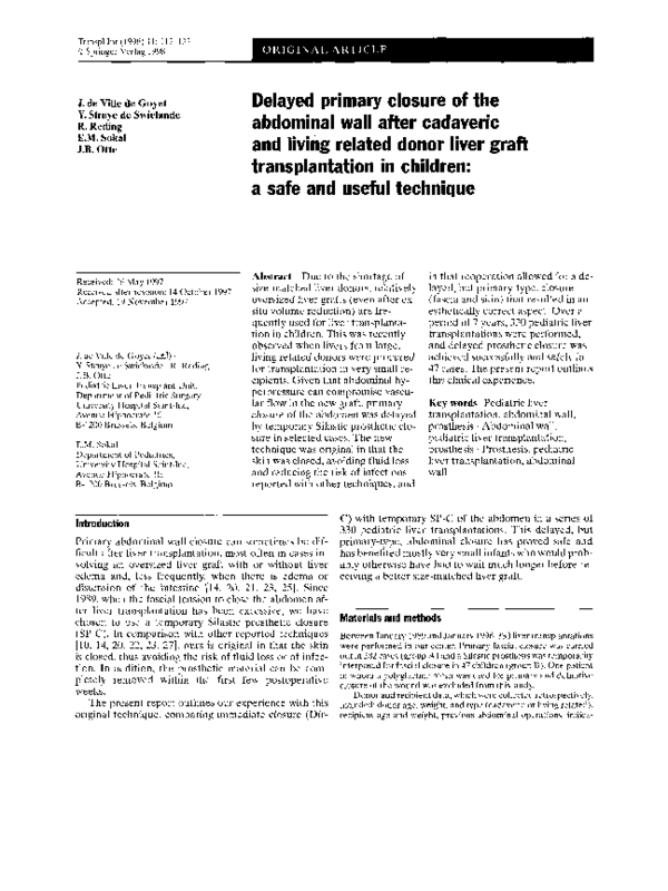 (PDF) Delayed primary closure of the abdominal wall after cadaveric and ...