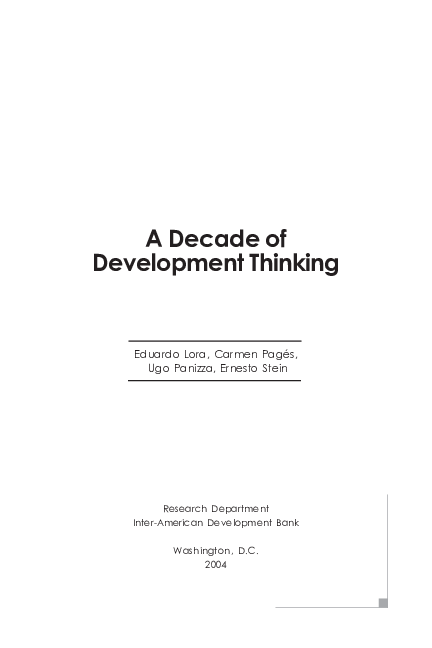 (PDF) A Decade of Development Thinking