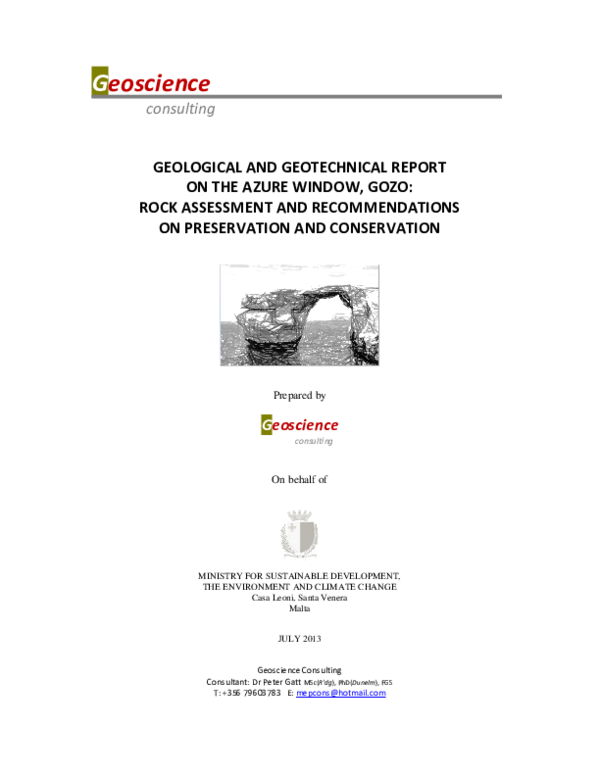 (PDF) Geological and geotechnical report on the Azure Window, Gozo ...