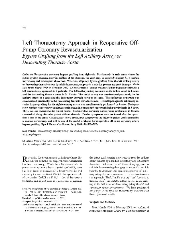 (PDF) Left thoracotomy approach in reoperative off-pump coronary ...