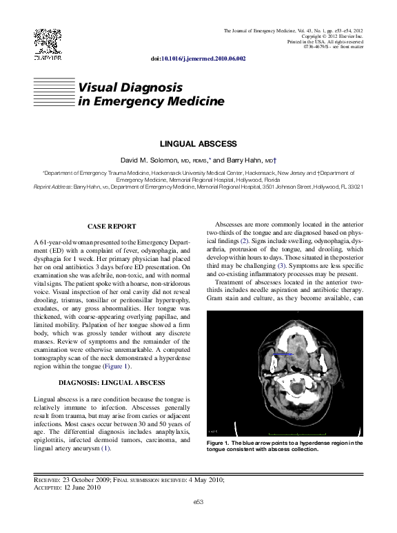 (PDF) Lingual Abscess