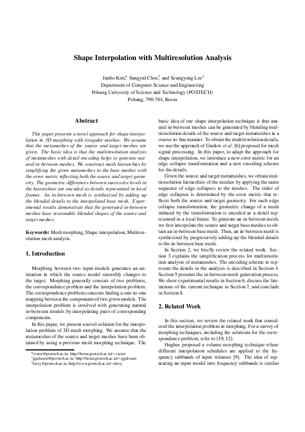 (PDF) Shape Interpolation with Multiresolution Analysis