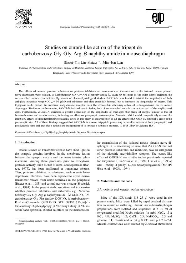 (PDF) Studies on curare-like action of the tripeptide carbobenzoxy-Gly ...