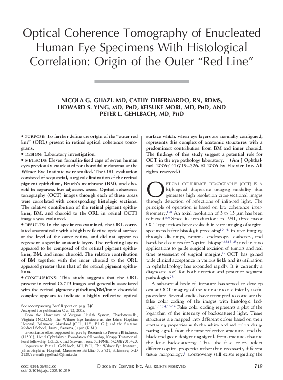 (PDF) Optical Coherence Tomography of Enucleated Human Eye Specimens ...