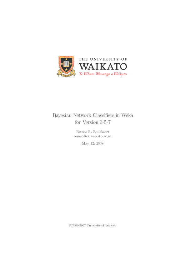 (PDF) Bayesian Network Classifiers in Weka for Version 3-5-7