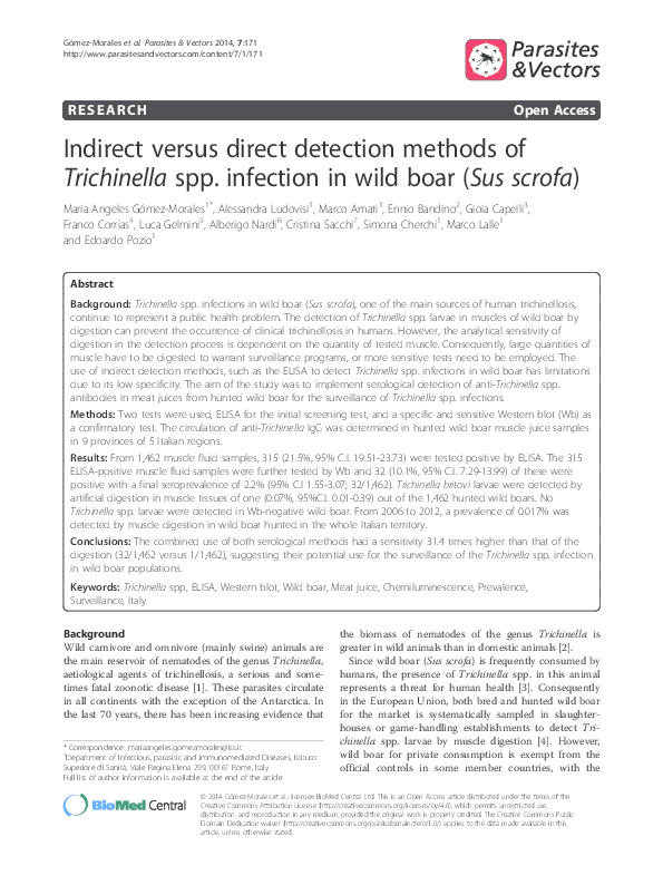 (PDF) Indirect versus direct detection methods of Trichinella spp ...