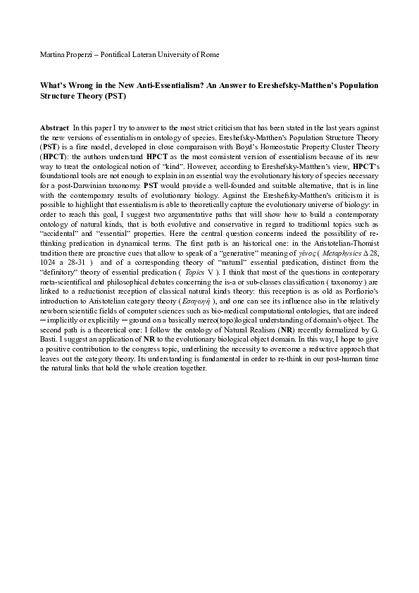 (DOC) What's Wrong in the New Anti-Essentialism? An Answer to ...