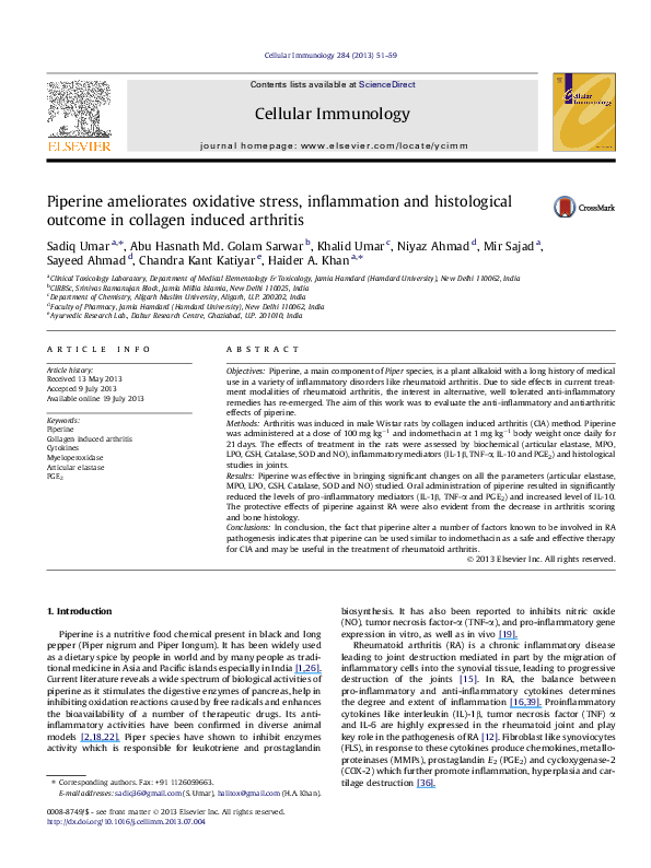 (PDF) Piperine ameliorates oxidative stress, inflammation and ...