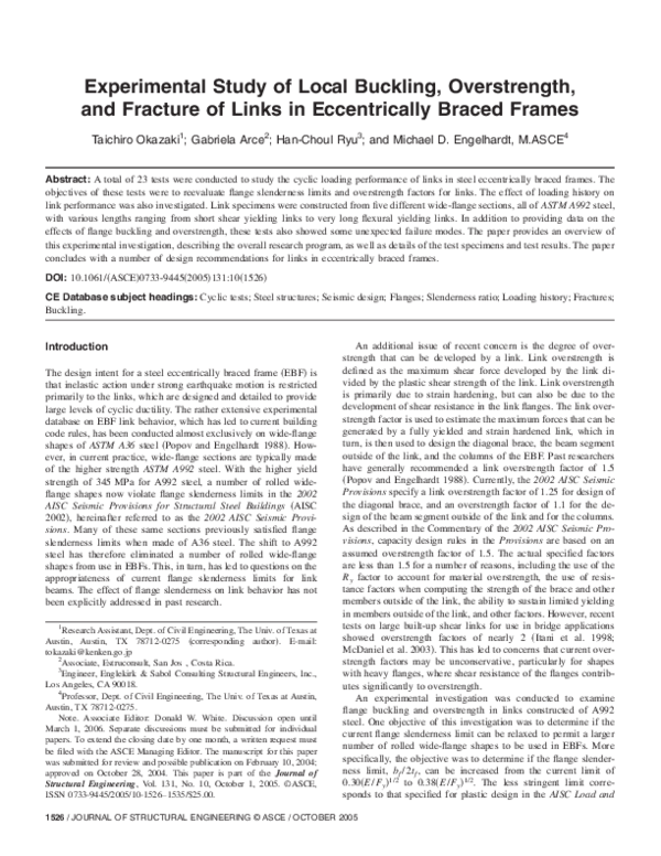 (PDF) Experimental Study of Local Buckling, Overstrength, and Fracture ...