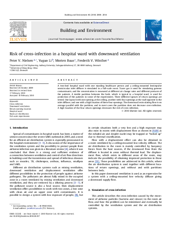 (PDF) Cross Infection in Hospital Wards with Downward Ventilation ...