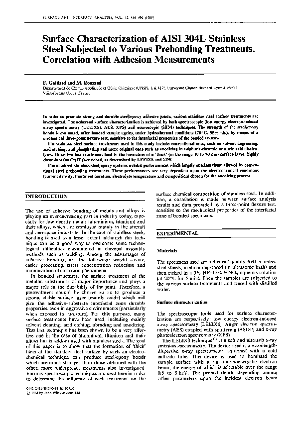 (PDF) Surface characterization of AISI 304L stainless steel subjected to various prebonding ...
