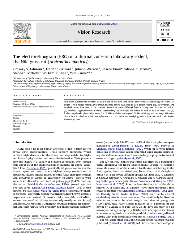 (PDF) The electroretinogram (ERG) of a diurnal cone-rich laboratory ...