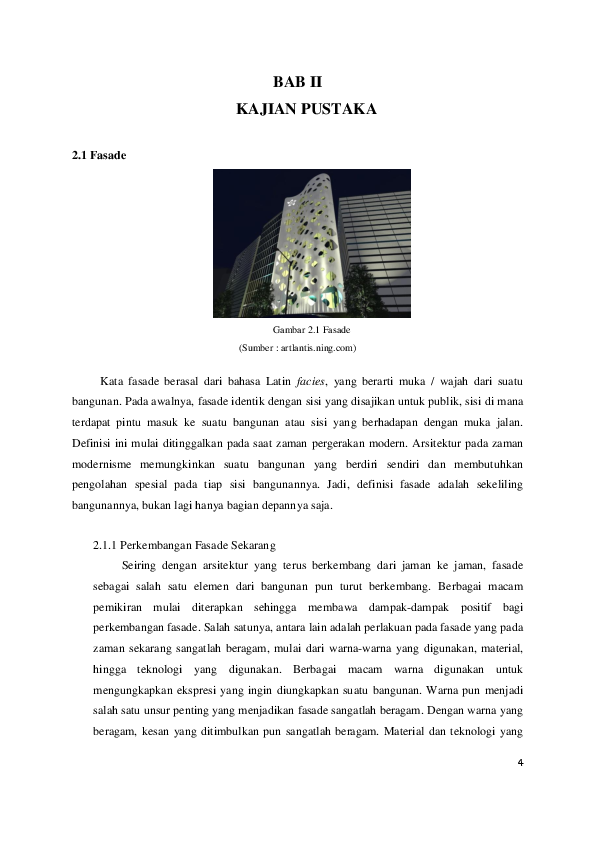 (PDF) BAB II KAJIAN PUSTAKA 2.1 Fasade Gambar 2.1 Fasade