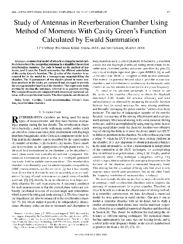 (PDF) Study of Antennas in Reverberation Chamber Using Method of ...
