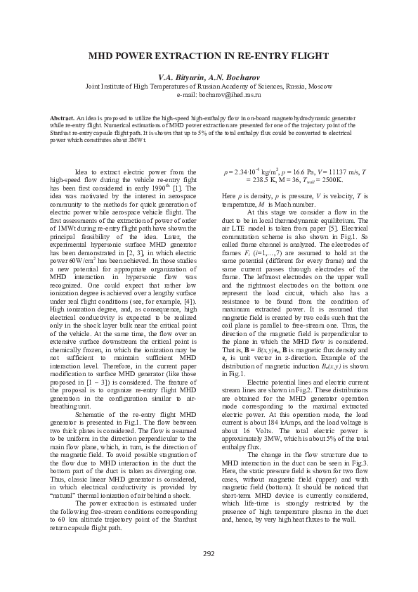 (PDF) MHD Power Extraction in Re-Entry Flight