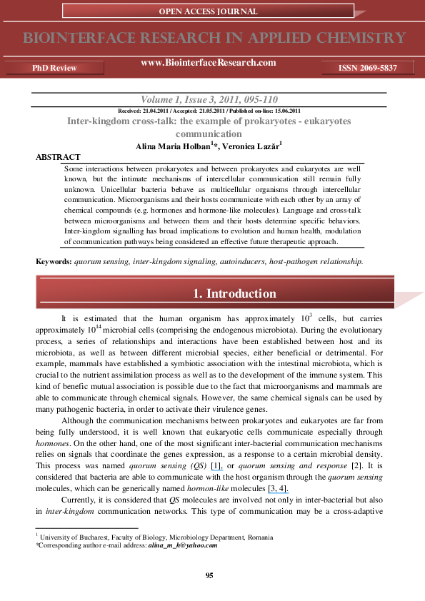 (PDF) Inter-kingdom cross-talk: the example of prokaryotes -eukaryotes ...