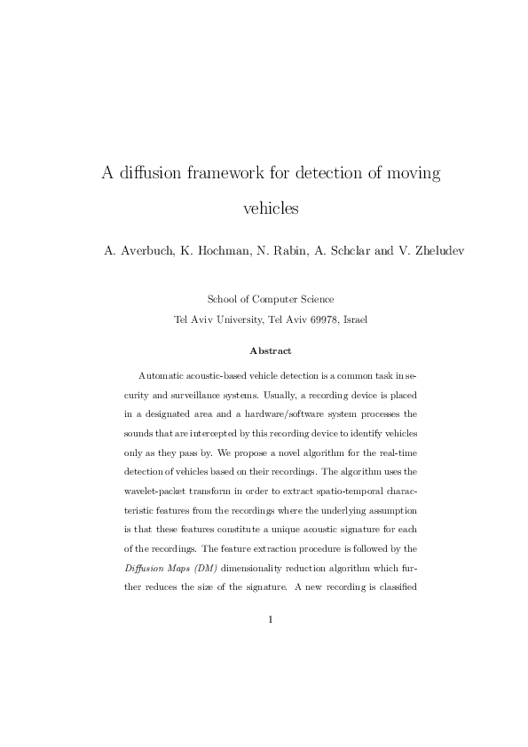 (PDF) A diffusion framework for detection of moving vehicles | V. Zheludev - Academia.edu