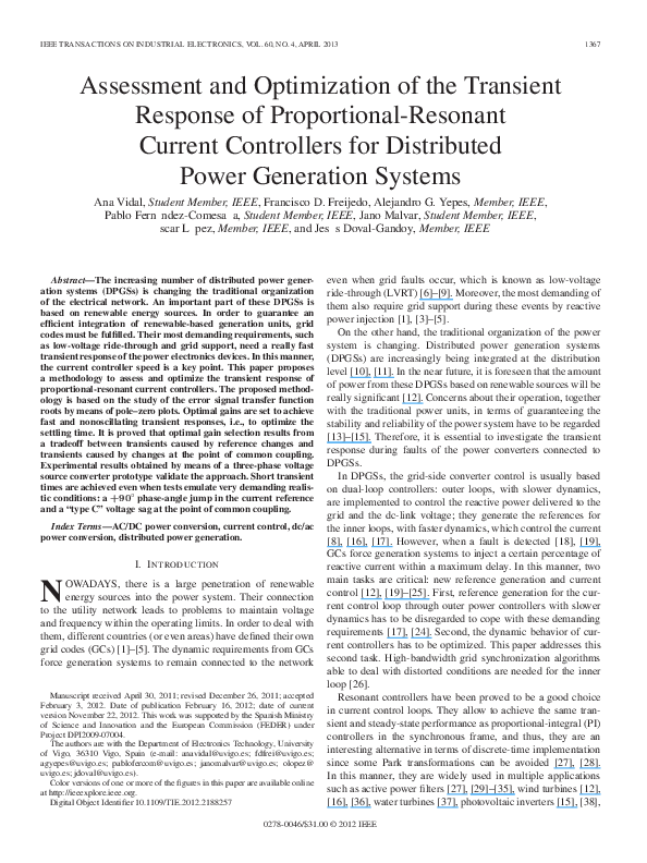 (PDF) Assessment and Optimization of the Transient Response of Proportional-Resonant Current ...