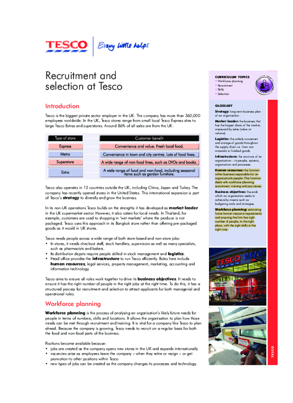 (PDF) Recruitment and selection at Tesco