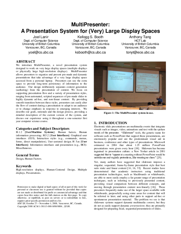 (PDF) MultiPresenter: a presentation system for (very) large display ...