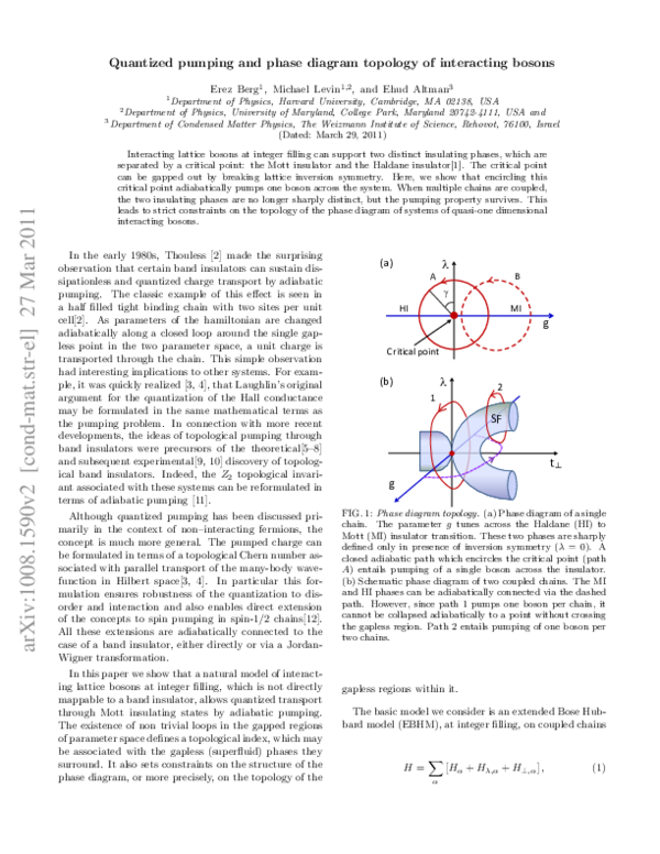 (PDF) Quantized pumping and phase diagram topology of interacting bosons