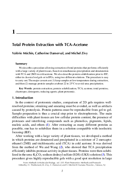 (PDF) Total Protein Extraction with TCA-Acetone