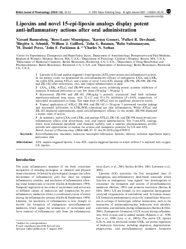 (PDF) Lipoxins and novel 15-epi-lipoxin analogs display potent anti ...
