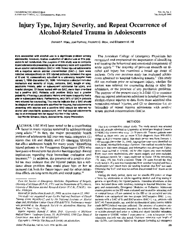 (PDF) Alcohol-related injury admission trends in adolescents: A ...