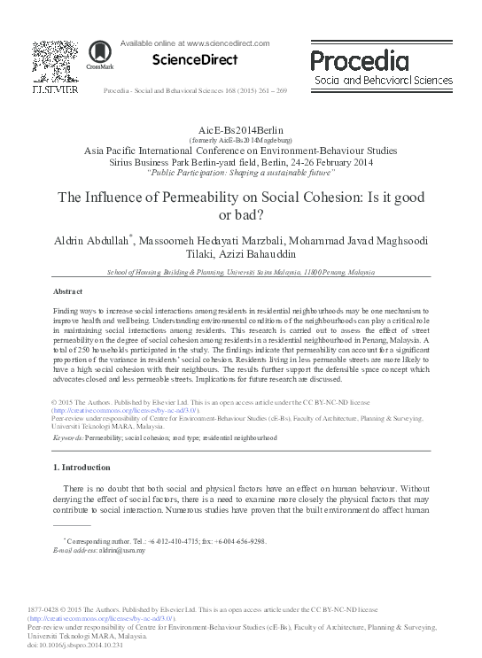 (PDF) The Influence of Permeability on Social Cohesion: Is it Good or Bad?