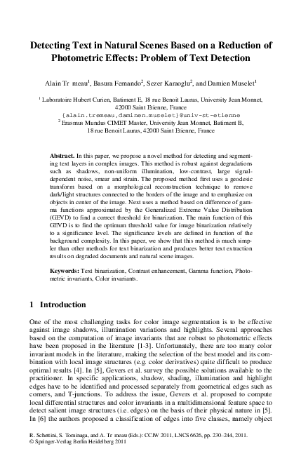 (PDF) Detecting Text in Natural Scenes Based on a Reduction of ...