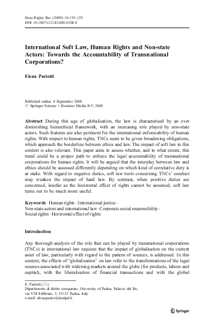 (PDF) International Soft Law, Human Rights and Non-state Actors ...