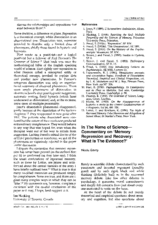 (PDF) In The Name of Science—Commentary on ‘Memory Repression and ...