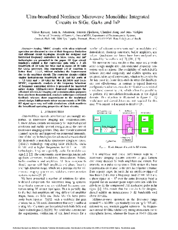 Pdf Ultra Broadband Nonlinear Microwave Monolithic Integrated Circuits In Sige Gaas And Inp
