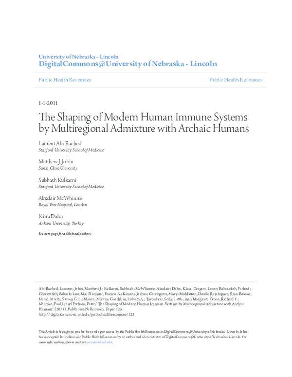(PDF) The Shaping of Modern Human Immune Systems by Multiregional ...