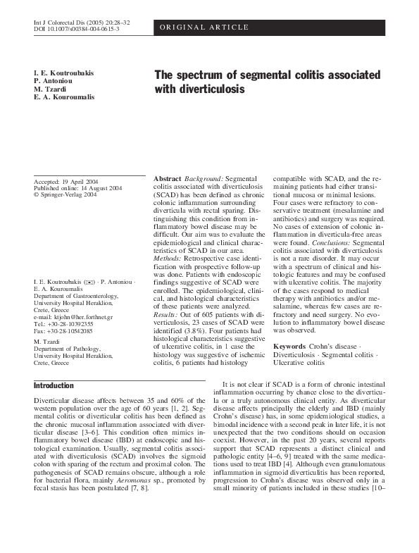 (PDF) The spectrum of segmental colitis associated with diverticulosis