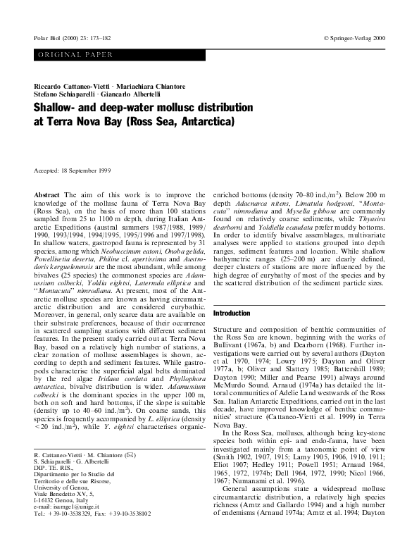 (PDF) Shallow- and deep-water mollusc distribution at Terra Nova Bay ...