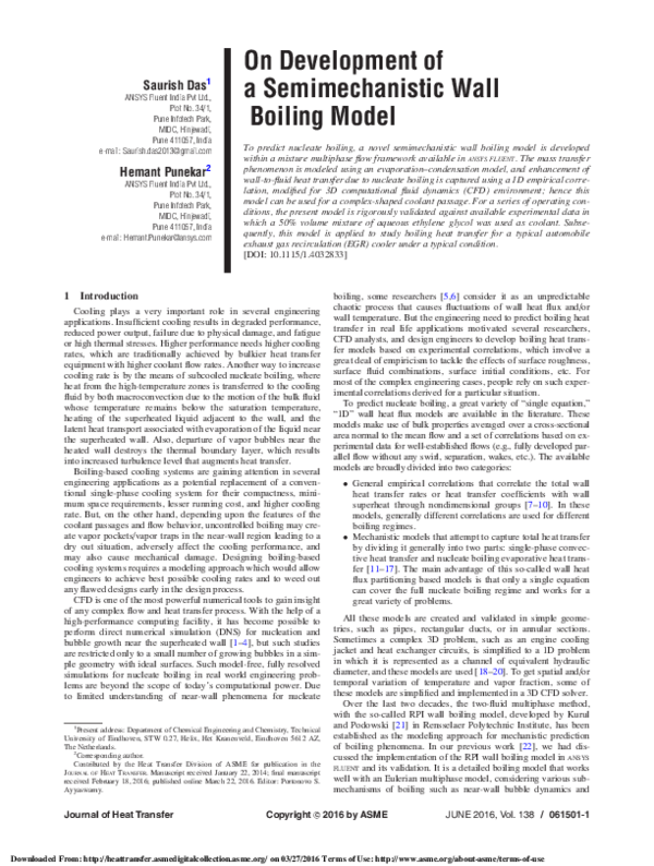 (PDF) On Development of a Semi-Mechanistic Wall Boiling Model