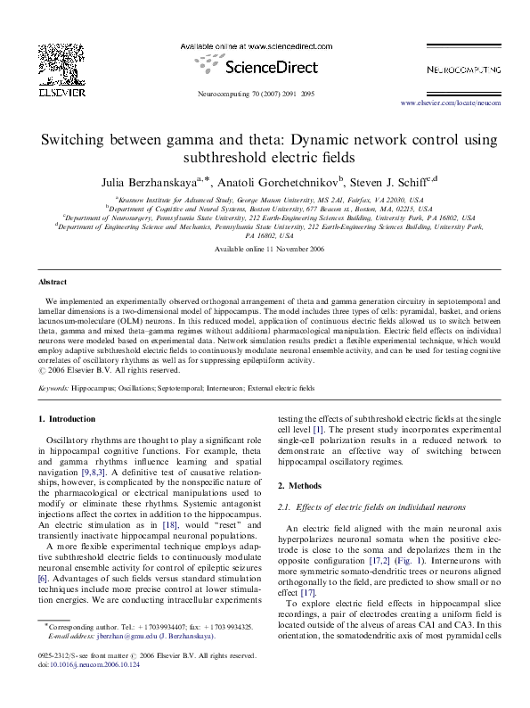 (PDF) Switching between gamma and theta: Dynamic network control using ...