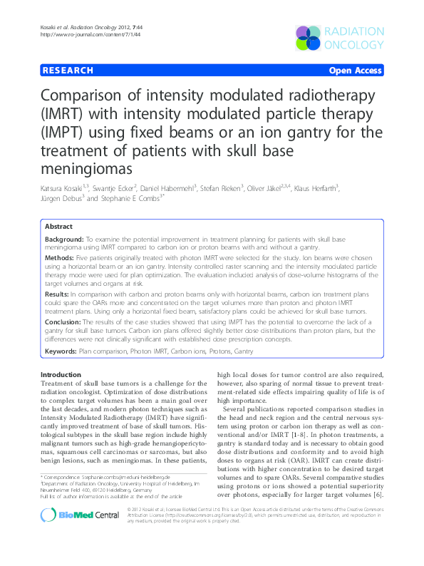 (PDF) Comparison of Intensity-Modulated Radiotherapy Planning Based on ...