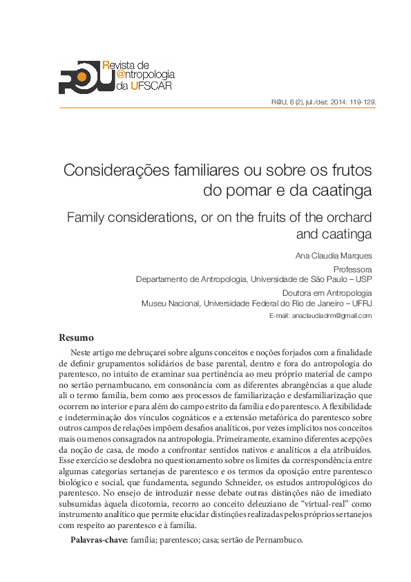 (PDF) Considerações familiares ou sobre os frutos do pomar e da ...
