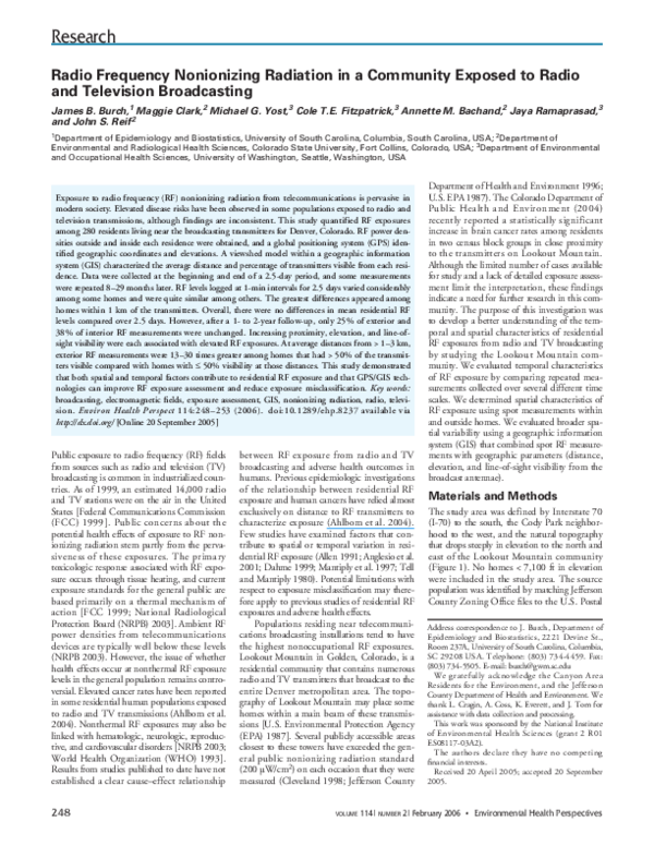 (PDF) Radio Frequency Nonionizing Radiation in a Community Exposed to ...