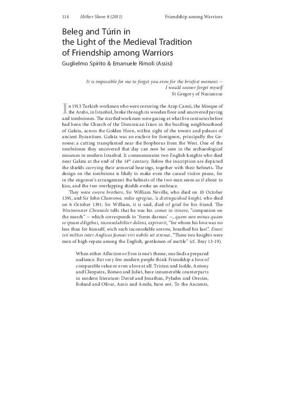 (PDF) Beleg and Túrin in the Light of the Medieval Tradition of ...