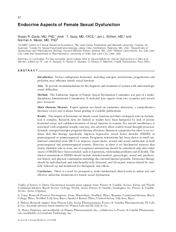 Pdf Endocrine Aspects Of Female Sexual Dysfunction Norman Mazer