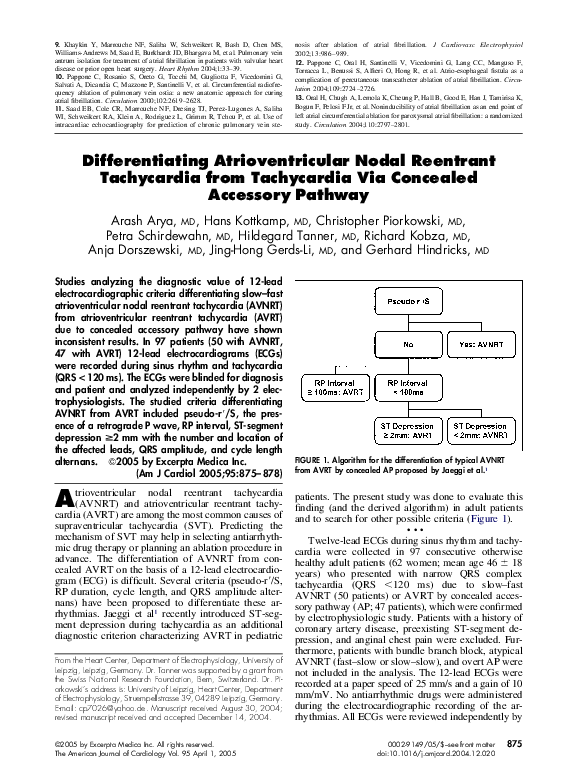 (PDF) Differentiating atrioventricular nodal reentrant tachycardia from ...