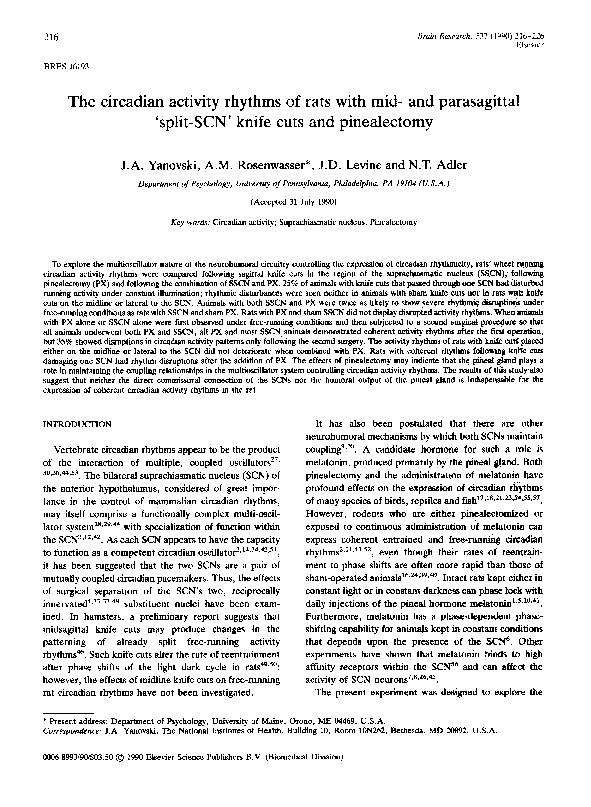 (PDF) The circadian activity rhythms of rats with mid- and parasagittal ...