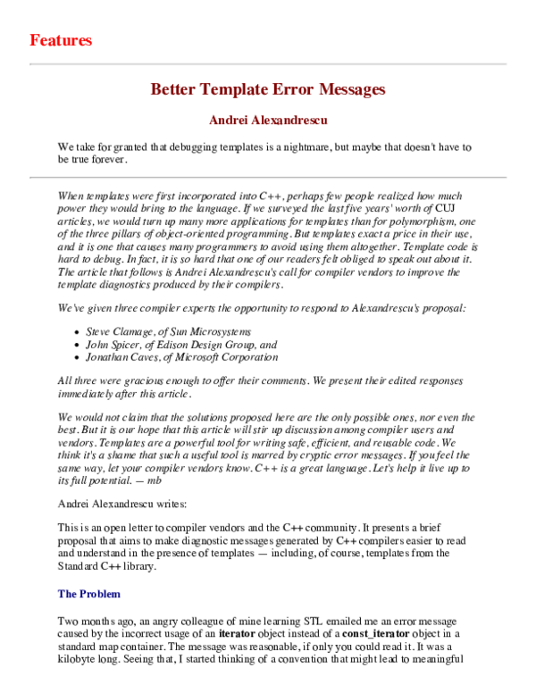 (PDF) Better template error messages