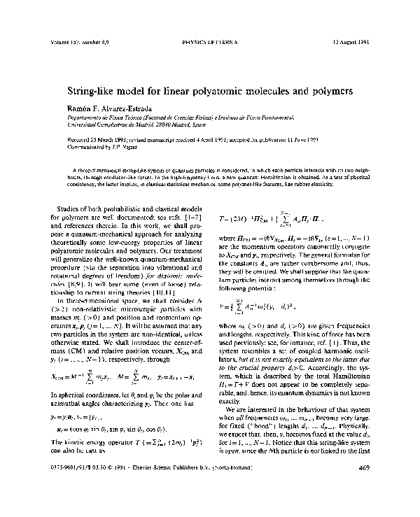 (PDF) String-like model for linear polyatomic molecules and polymers