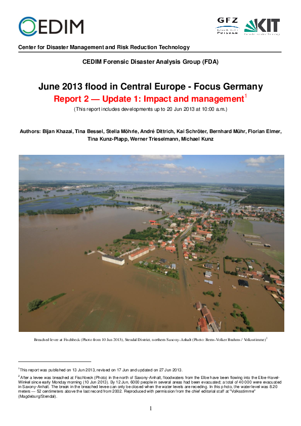 (PDF) Flood in Central Europe -Focus Germany — Impact and management ...