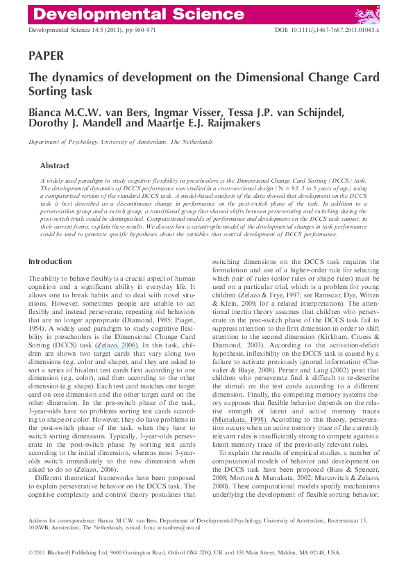 (PDF) The dynamics of development on the Dimensional Change Card ...