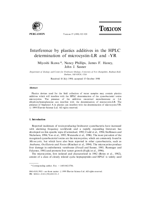 (PDF) Interference by plastics additives in the HPLC determination of ...